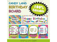 Birthday Board Classrom Decoration in Candy Land Theme - 100% Editble ...