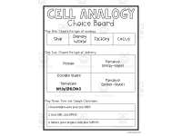 Cell Analogy Choice Board by Teach Simple
