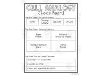 Cell Analogy Choice Board by Teach Simple