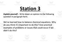 Chemical Reactions and Balancing Equations – Lab Station Activity by ...