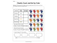 Classify Count and Sort By Color Worksheet by Teach Simple