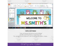 Classroom Welcome Door Sign in Owl Theme - 100% Editable by Teach Simple