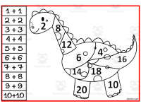 Color by Number: Dinosaur Addition Doubles Fact Set 5 by Teach Simple