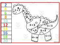 Color by Number: Dinosaur Addition Doubles Fact Set 7 by Teach Simple