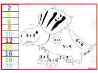 Color by Number: Dinosaur Addition Doubles Fact Set 7 by Teach Simple