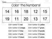 Color Your Numbers 11-20 Printable by Teach Simple