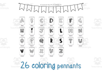 Coloring BANNER - Printable bulletin board - 26 Letter pennants by ...