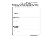 Customs and Cultures Comparison Worksheet by Teach Simple