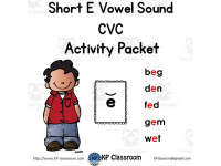 CVC Short E Vowel Sound Activity Packet and Worksheets by Teach Simple