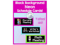 Daily Schedule Cards | Neon Chalkboard Design by Teach Simple