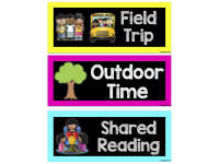 Daily Schedule Cards | Neon Chalkboard Design by Teach Simple