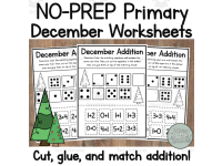 December Kindergarten Worksheets - Cut Glue and Match Addition Center ...