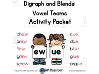 Digraph EW UE Vowel Teams Activity Packet and Worksheets by Teach Simple