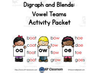 Digraph OA OW OE Vowel Teams Activity Packet and Worksheets by Teach Simple