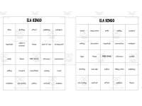 ELA Bingo Cards by Teach Simple
