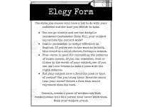 Elegy Poetry Writing | Posters & Graphic Organizers by Teach Simple