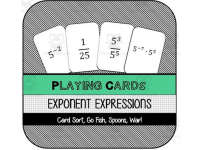 Exponent Expressions Playing Cards (Integer Exponents and Numerical ...