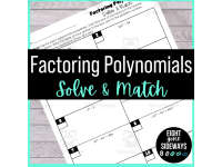 Factoring Polynomials - Solve + Match Worksheet by Teach Simple