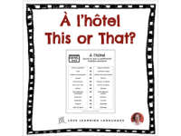French Hotel Vocabulary - This or That Activity by Teach Simple