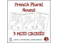 French Plural Nouns Crossword Puzzles - Mots Croisés by Teach Simple
