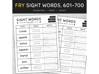Fry Sight Words: Worksheets and Activities, #601-700, [SET 4] by Teach ...