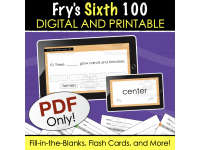 Fry's Sixth 100 Sight Words - Digital and Printable Fill-in-the-Blanks ...