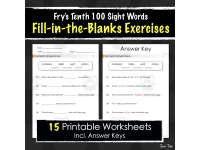 Fry's Tenth 100 Sight Words Fill-in-the-Blanks by Teach Simple