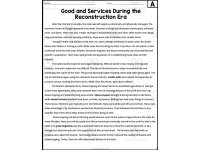 Goods + Services During the Reconstruction Era Reading Packet by Teach ...