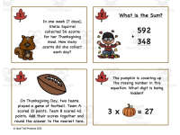 Grade 4 Thanksgiving Math Task Cards by Teach Simple