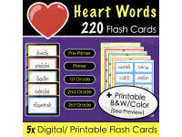 Heart Words - Compile Your Own Digital Flash Card Set + Print & Go by ...