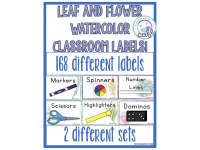 Leaf and Flower Watercolor Classroom Labels by Teach Simple