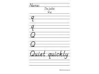 Letter Q D'Nealian Style Handwriting Practice Worksheet by Teach Simple