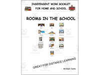 Literacy worksheets: rooms in the school by Teach Simple