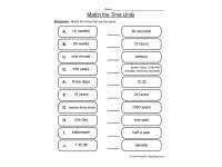Match the Time Units Worksheet by Teach Simple