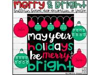 Merry and Bright Christmas Bulletin Board Kit, Door Decoration Set, or ...