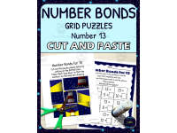Number Bonds for 13 Practice - Cut and Paste Grid Puzzle by Teach Simple