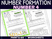 Number Formation Practice Worksheets - Learning to Write Number 4 by ...