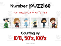 NUMBER PUZZLES for wizards - counting by 10s, 50s, 100s by Teach Simple