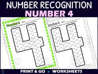 Number Recognition Worksheets | Pattern Tracing Activity | Number 4 by ...