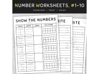 Numbers 1-10: Math Worksheets & Activities, Trace Write Draw Ten Frames ...