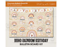 Pastel Boho Rainbow Classroom Birthday Bulletin Board by Teach Simple