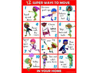 PE Home Poster Visuals: 12 Super Ways to Move by Teach Simple