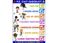 PE Poster Visuals: Exit Checklist by Teach Simple