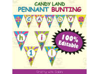 Pennant Bunting Classroom Decoration in Candy Land Theme - 100% ...