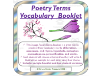 Poetry Terms Vocabulary Booklet: Alliteration, Personification, Simile ...