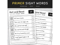 Primer Sight Words: Roll and Read Sight Words, Fluency Worksheets ...