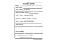 Properties of Matter Review Worksheet by Teach Simple