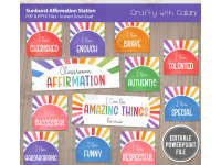 Rainbow Sunburst Classroom Positive Affirmation Station Kit by Teach Simple