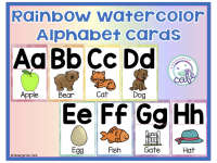 Rainbow Watercolor Alphabet Cards - Bulletin Board Decor by Teach Simple