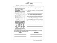 Reading Food Labels Worksheet by Teach Simple
